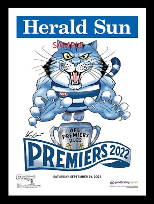 2022 MARK KNIGHT PREMIERSHIP POSTER FRAMED GEELONG CATS AFL PREMIERS ...