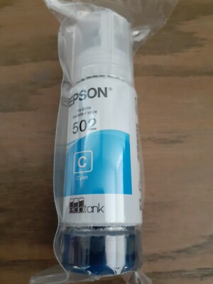 GENUINE Epson EcoTank 502 Cyan Ink Bottle 70ml Sealed Bag Exp 7/27 | eBay