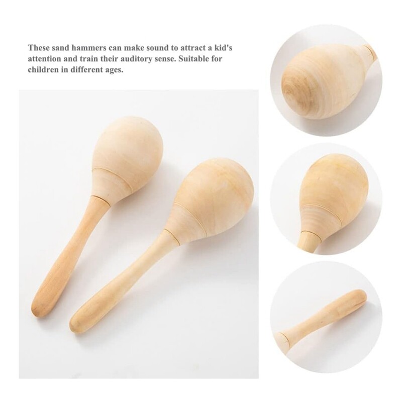 10Pcs Maracas Hand Percussion Rattles DIY Wood Maracas with Crisp ...