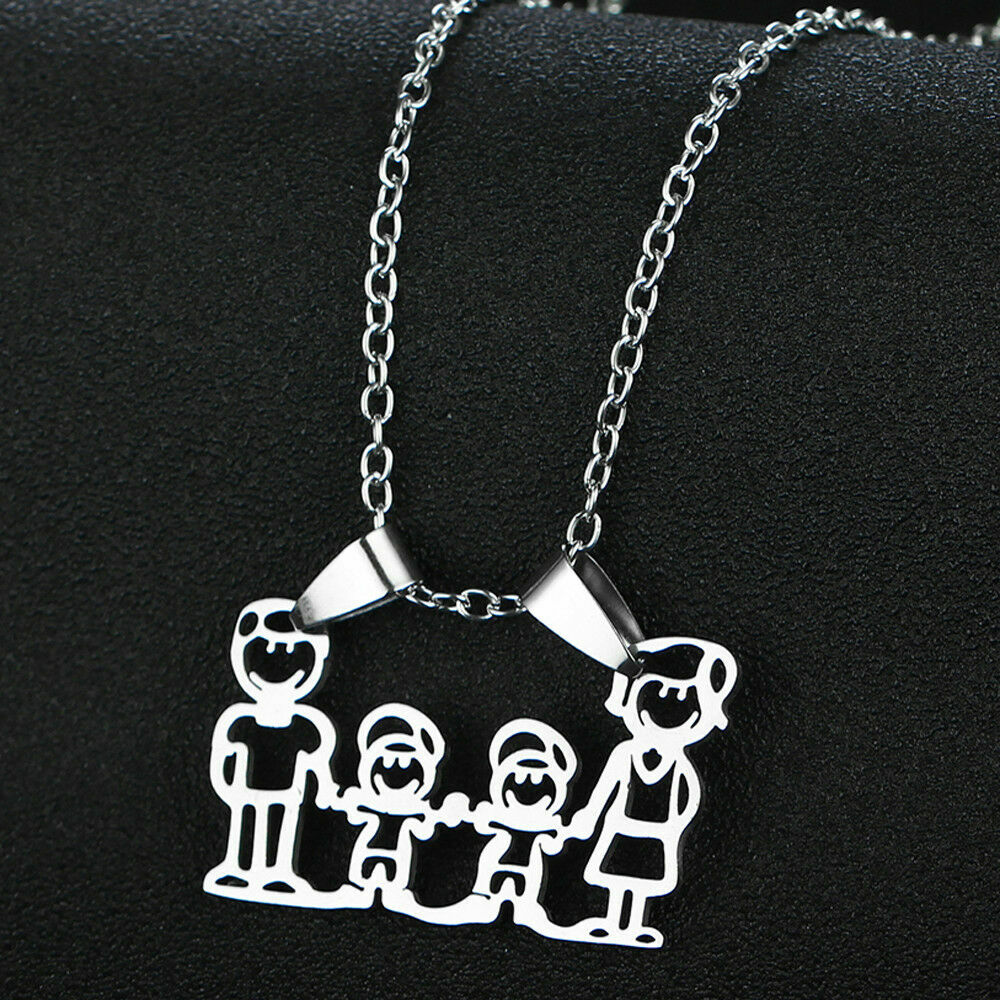 Stainless Steel Family Necklace Mom Dad Son Child Twin Mother Father ...