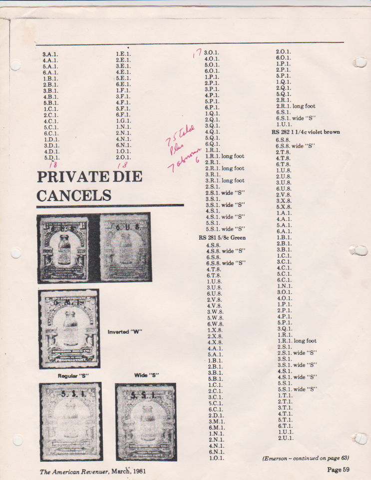 Scott # RS280 Precancel 1E1 Private Die Medicine Emerson Drug Hyphen ...