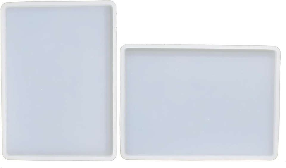 Resin Tray Molds 2Pcs Flat Rectangle Silicone Molds for Resin Concrete ...