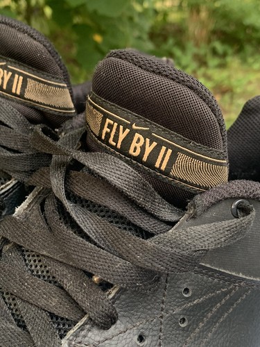 Nike NBA Fly By II Low TRIPLE BLACK Gold Writing Basketball Sneakers 11 ...