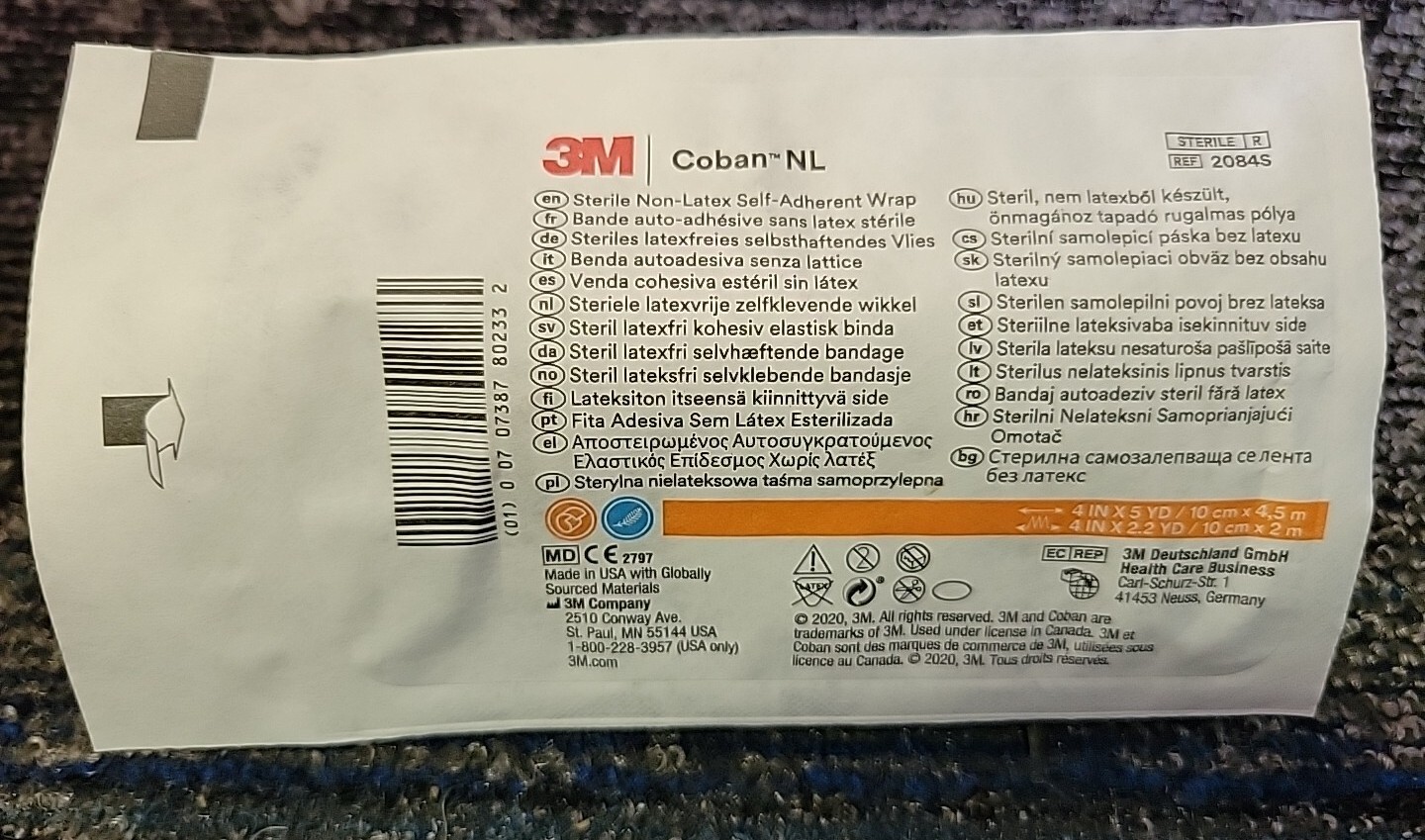 3M Coban NL 2084S Self-Adherent Wrap 4” X 5 Yd Box of 18 Rolls Exp:4/ ...