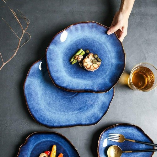 Handmade Blue Irregular Dinner Plate Set (4 Pcs Set) | eBay Australia