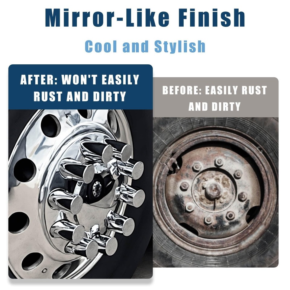 Axle Cover Chrome ABS Kit with 33mm Thread-on Lug Nut Covers 2 Front ...