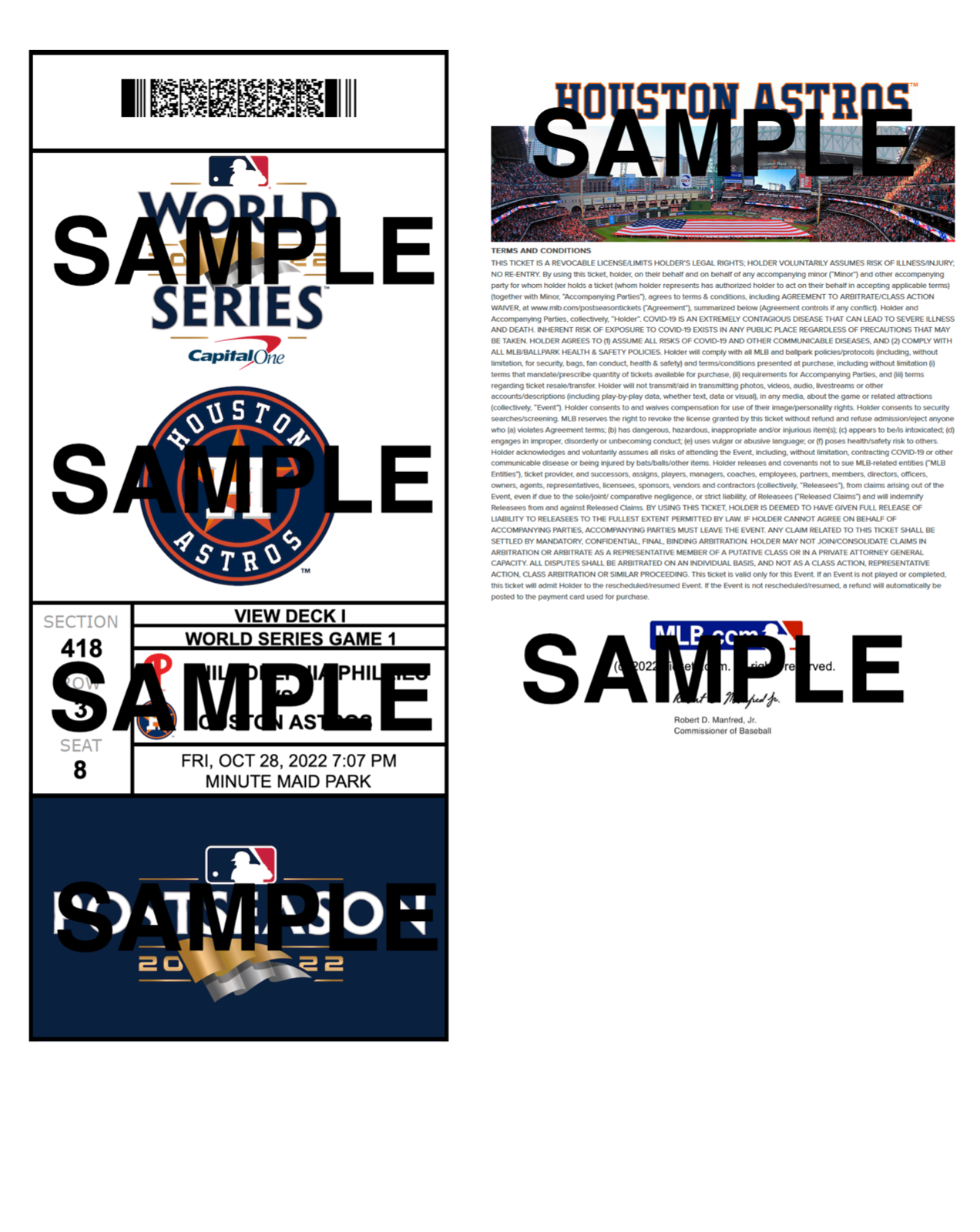 2022 World Series PDF Tickets Philadelphia Phillies Houston Astros | eBay
