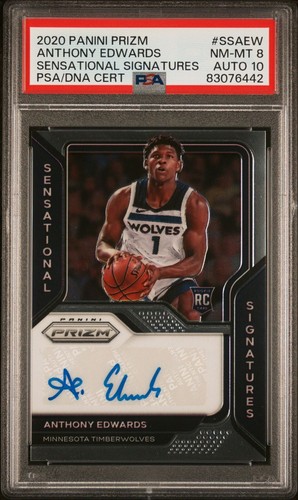 ANTHONY EDWARDS AUTO PSA 8/10 2020-21 Panini Prizm Sensational ...