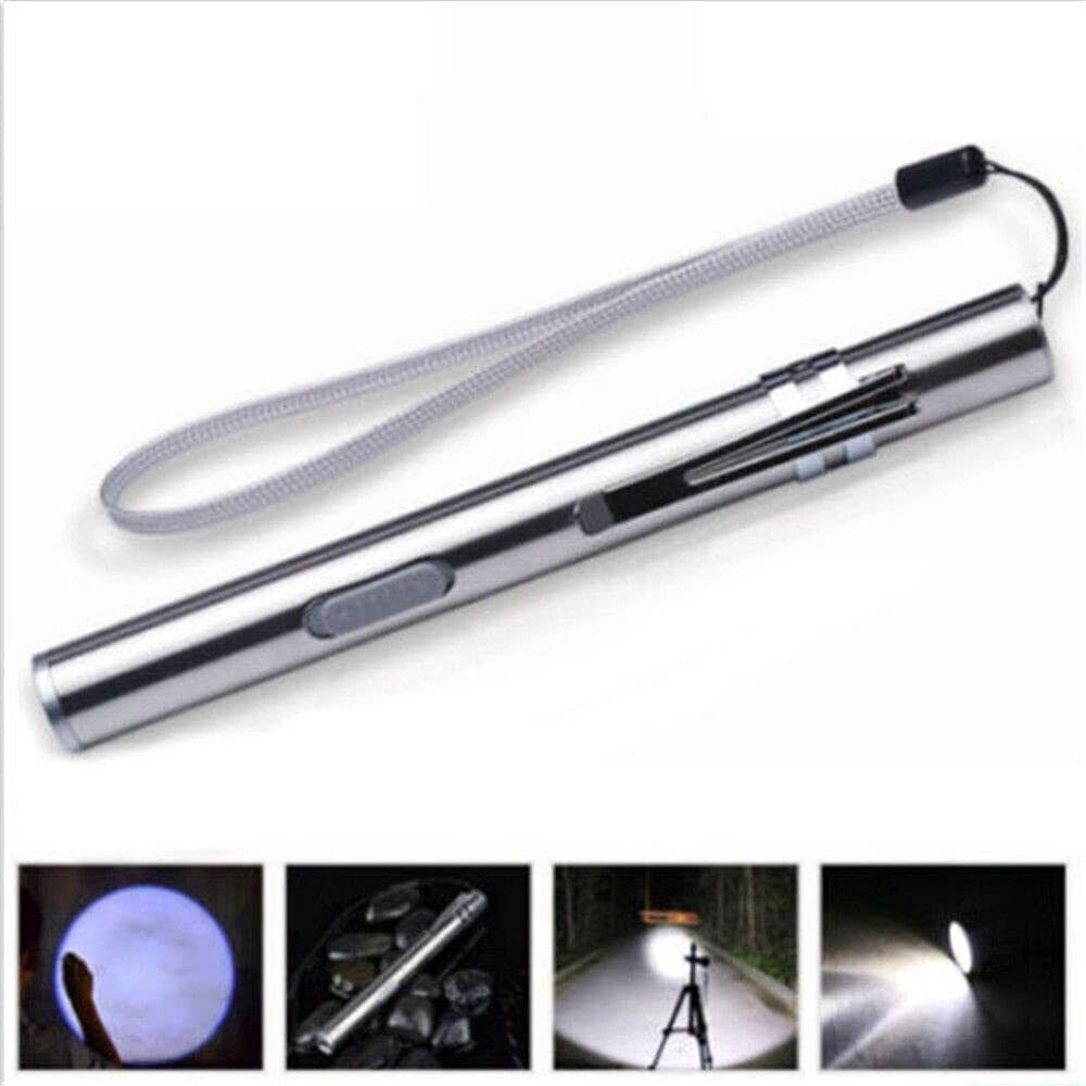 5" LED USB RECHARGEABLE MINI FLASHLIGHT Stainless Steel Pen Light 1000 ...