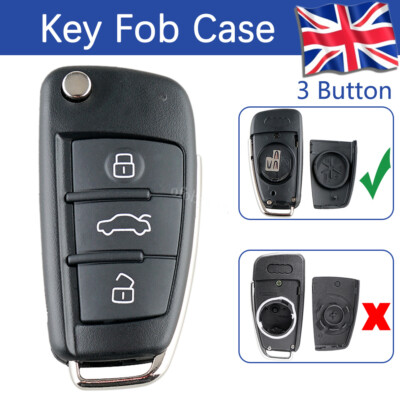 3 Button Car Flip Key Fob Case Replacement for AUDI A3 A4 A6 A8 TT Q7 ...
