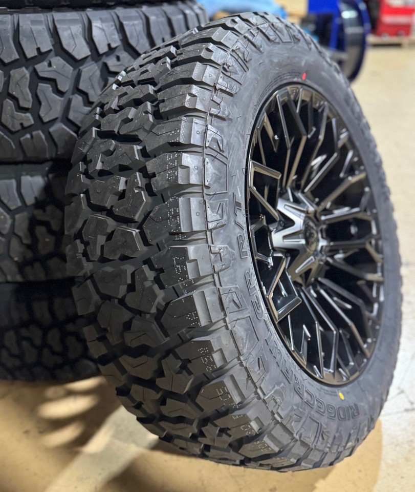 20x9 Fuel D865 Strike Black Wheels Rims 33" RT Tires 5x5 Jeep Wrangler ...