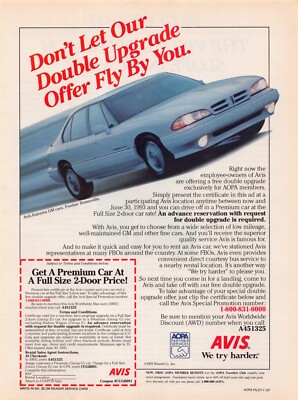 Avis Car Rental Company Features GM Cars Like Pontiac Bonneville Vtg ...