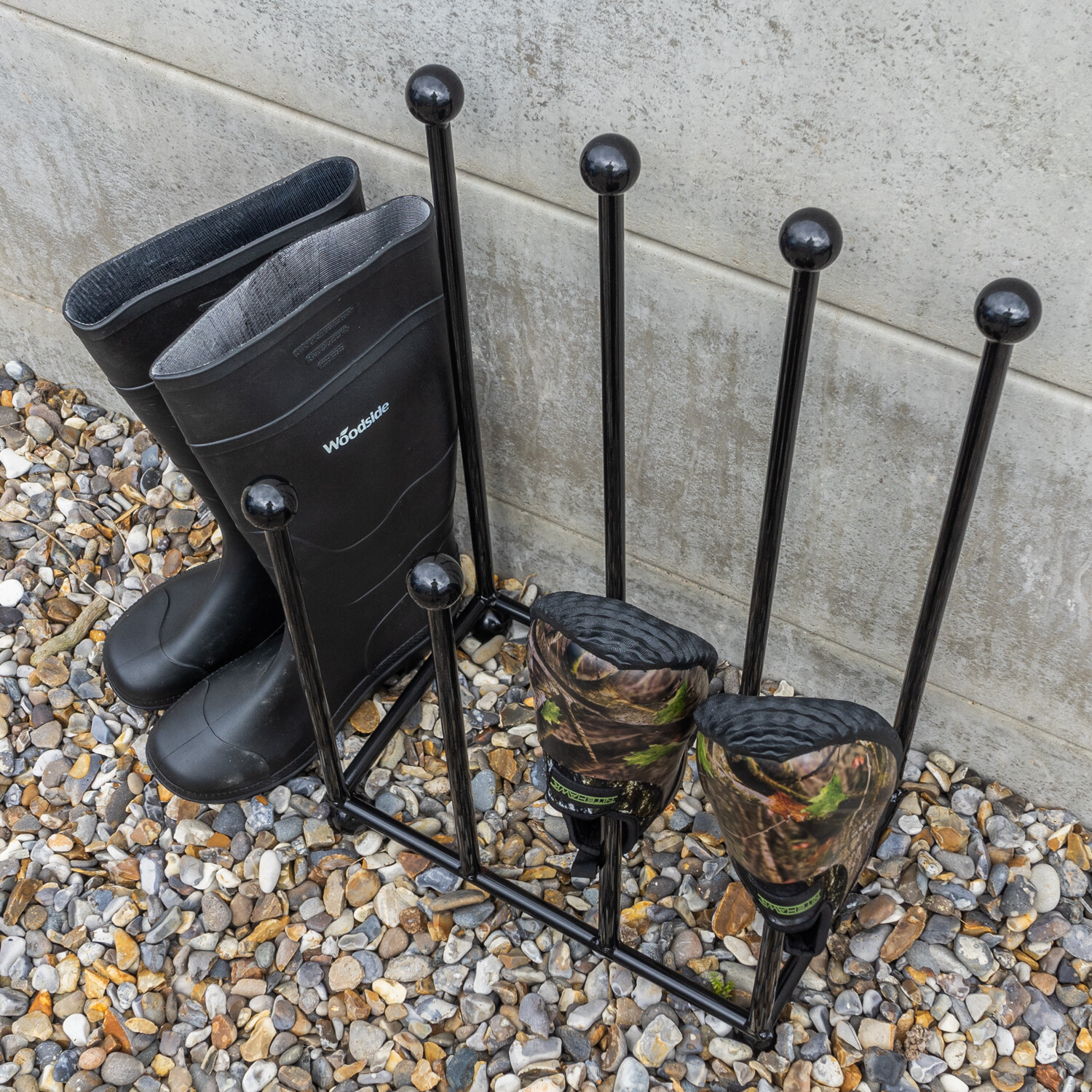 Woodside Steel Wellington Boot Rack/Walking Boot Storage Stand, Indoor ...