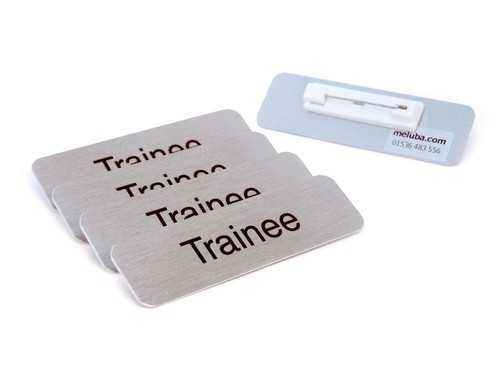 Trainee Badges - Silver Aluminium - Pin Fitting - 70 x 20mm (Pack of 5 ...