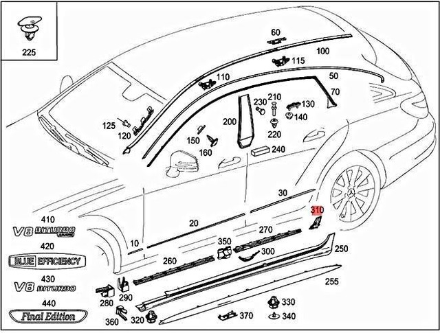 Mercedes-Benz 2186980414 Genuine OEM Rocker Molding Bracket for sale ...