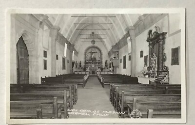 vintage RPPC San Carlo Mission, Carmel, California - mission interior ...