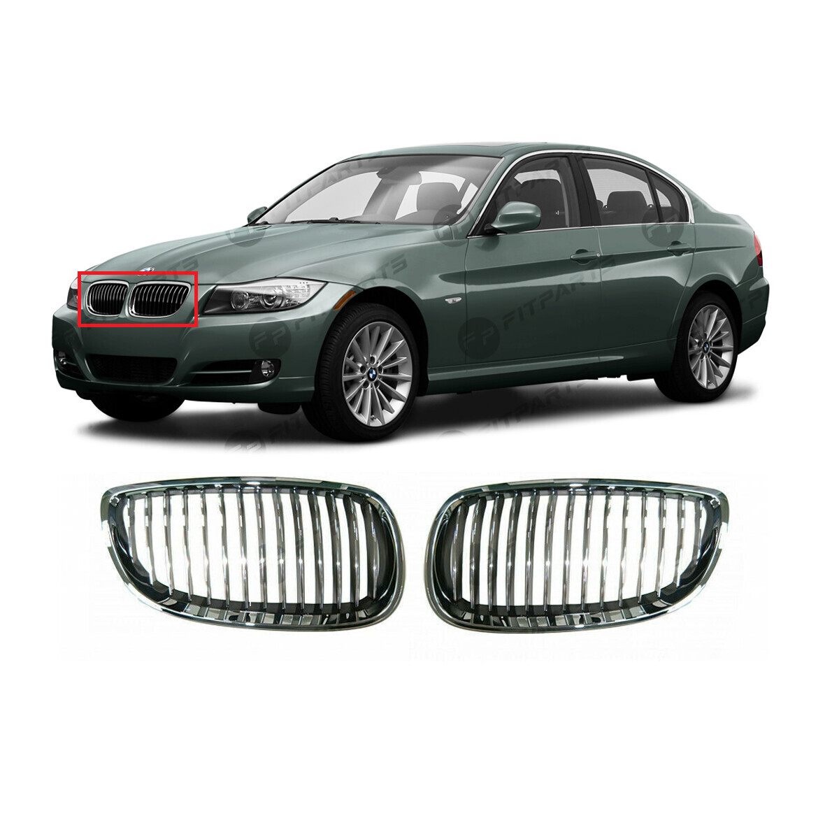 Set of 2 Grilles for BMW 2007-2010 3 SRS 51137157277 51137157278 ...