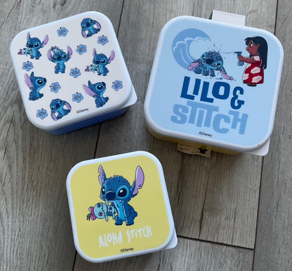 DISNEY LILO AND STITCH SET OF 3 LUNCH BOXES..STACKABLE..BRAND NEW ...