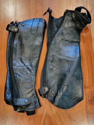 Ovation Womens Chaps Leather Knee High Half Leggings w/ Zipper XS ...