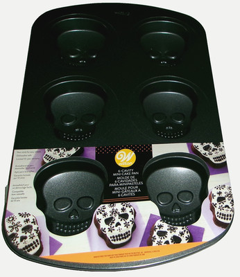 Wilton~Halloween Mini Cake Pan ~6 Cavities ~ Non-Stick ~ SUGAR SKULLS ...