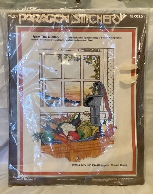 Vintage Paragon Stitchery Crewel Kit “From the Garden” Farmhouse ...