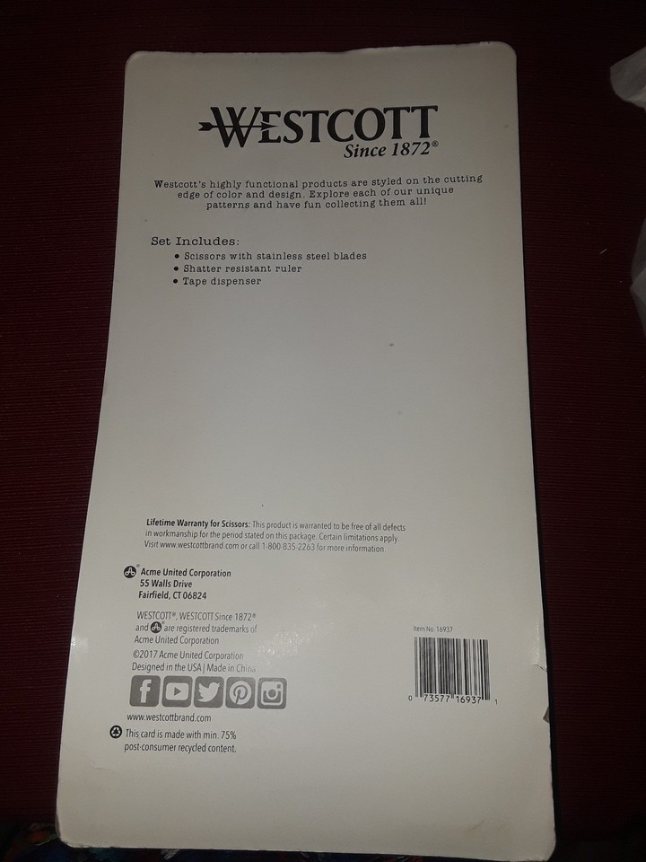 NEW WESTCOTT SCISSORS RULER TAPE DISPENSER SET Floral Turquoise CUTE ...