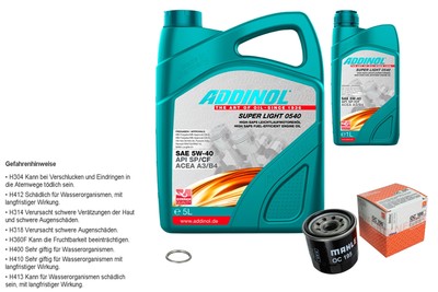 MAHLE Controllo Set 6L ADDINOL SUPER LIGHT 5W-40 Per Subaru Libero Bus ...