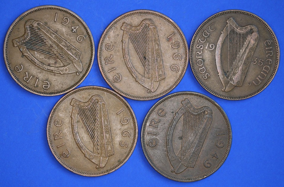 Vintage Irish Ireland EIRE Pennies 1d coins, Hen & Chicks, various ...