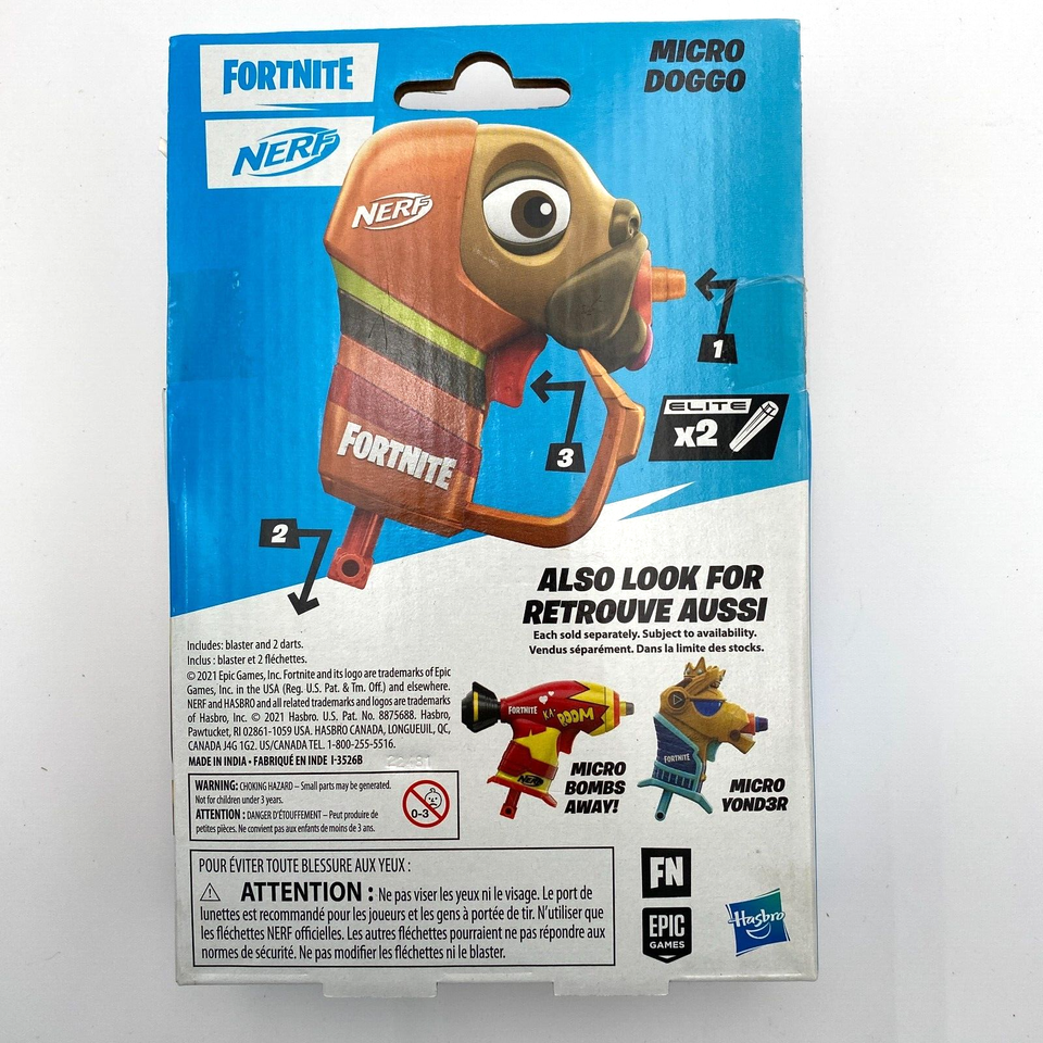 NERF Fortnite Mirco Doggo Dart Gun Microshots Blaster Hasbro Epic Games ...