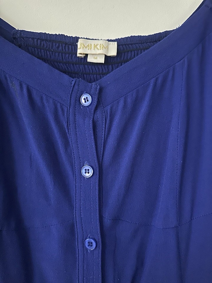 Yumi Kim Mercer Street Button Down Royal Blue Smocked Back Midi Dress ...