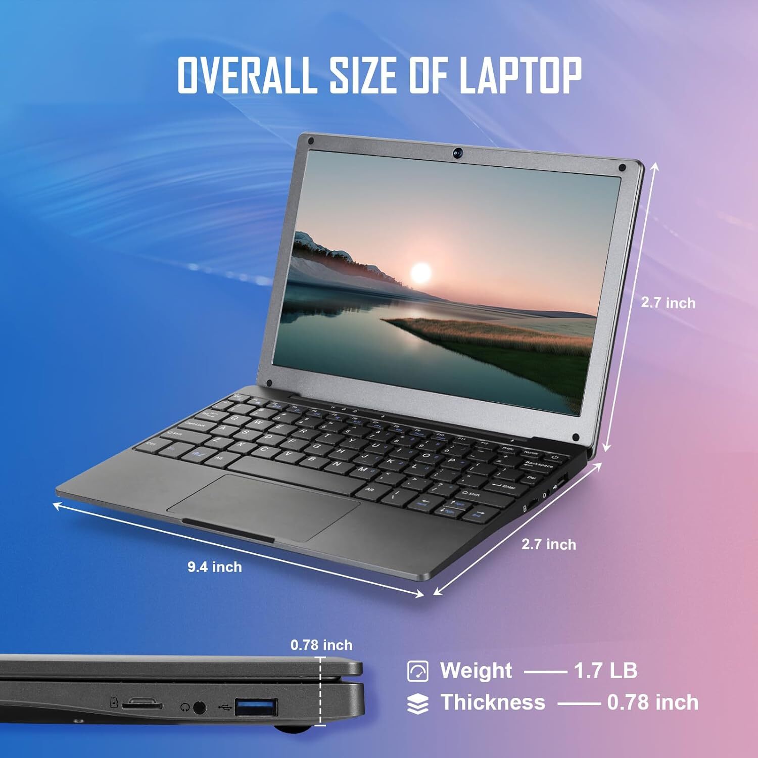 10" Windows 11 Laptop Computer 8GB RAM 128GB ROM Intel Celeron Quad ...