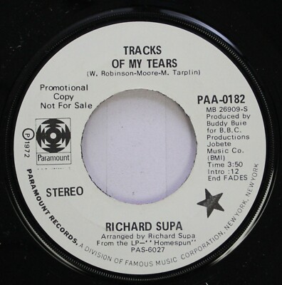 Rock Promo 45 Richard Supa - Tracks Of My Tears / Heap-A-Trouble On ...