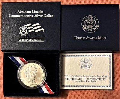2009 ABRAHAM ABE LINCOLN COMMEMORATIVE UNCIRCULATED SILVER DOLLAR COIN ...