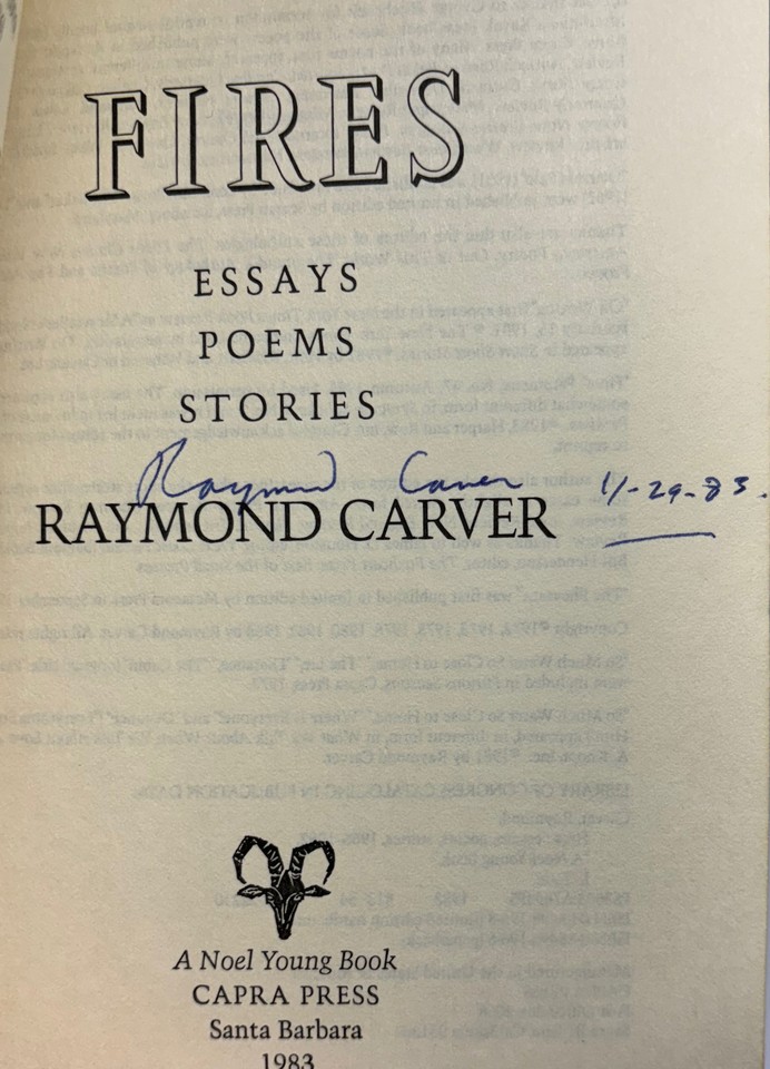 Raymond CARVER / Fires Essays Poems Stories Signed 1st Edition 1983 | eBay