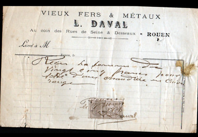 ROUEN (76) METAUX & FERS "L. DAVAL" Facture en 1908 | eBay