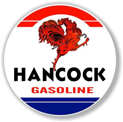 12" HANCOCK GASOLINE GAS PUMP OIL TANK DECAL | eBay