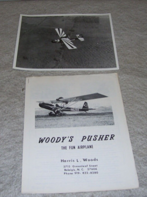 WOODY'S PUSHER THE FUN AIRPLANE KIT PLANE SPECIFICATION & PHOTOGRAPH | eBay