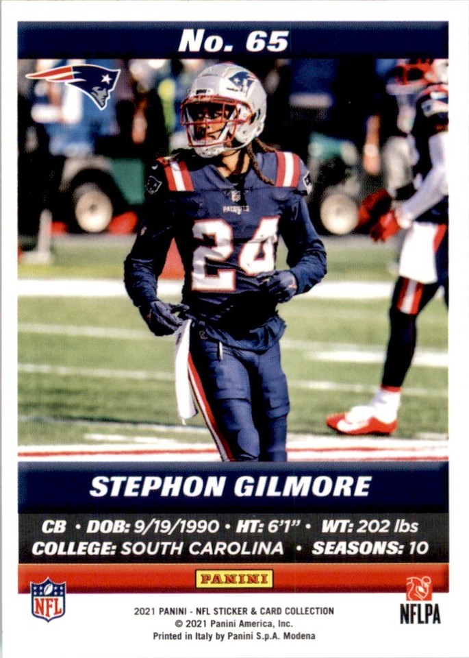 2021 Panini Foil Sticker STEPHON GILMORE New England Patriots #65 | eBay
