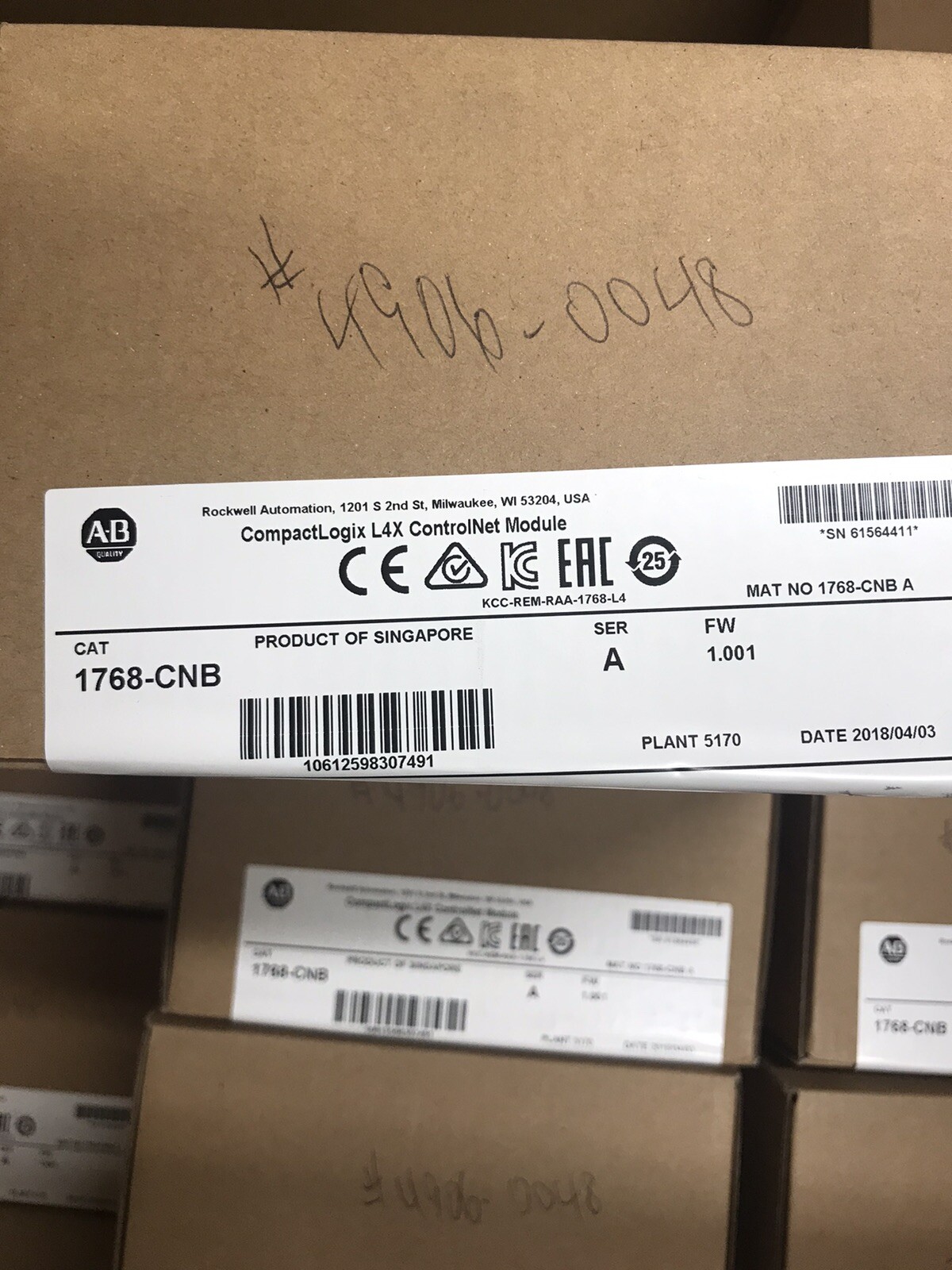 Allen Bradley 1768-CNB CN8 Compact Logic L4 ControlNet Interface Bridge ...