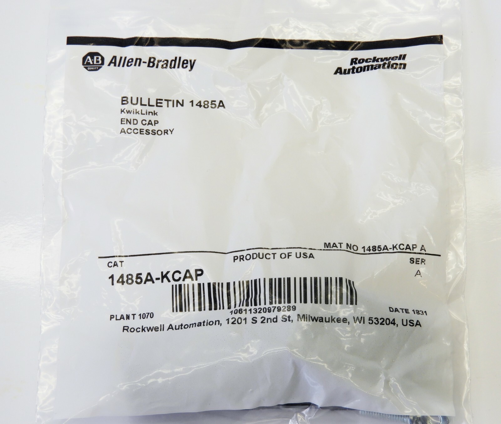 Allen Bradley 1485A-KCAP DEVICENET Kwiklink General Purpose End Cap NEW ...