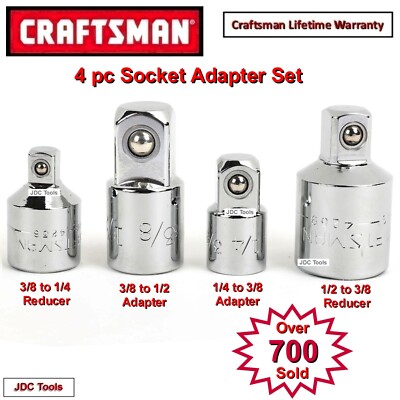 Craftsman 4 pc Socket Adapter Converter Reducer Set 1/4", 3/8" & 1/2“ | eBay