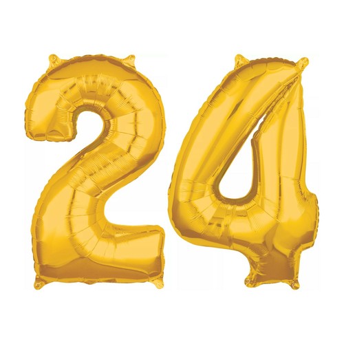 GOLD NUMBER 24 JUMBO BALLOON 24TH BIRTHDAY 86CM DECORATIONS PARTY ...