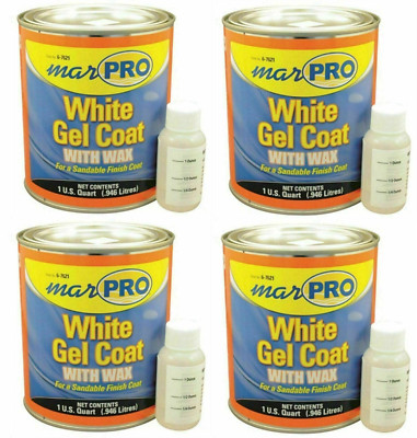 4 Pack Marpro 6-7621 Gel Coat WHITE with Wax QUART Boat Fiberglass ...