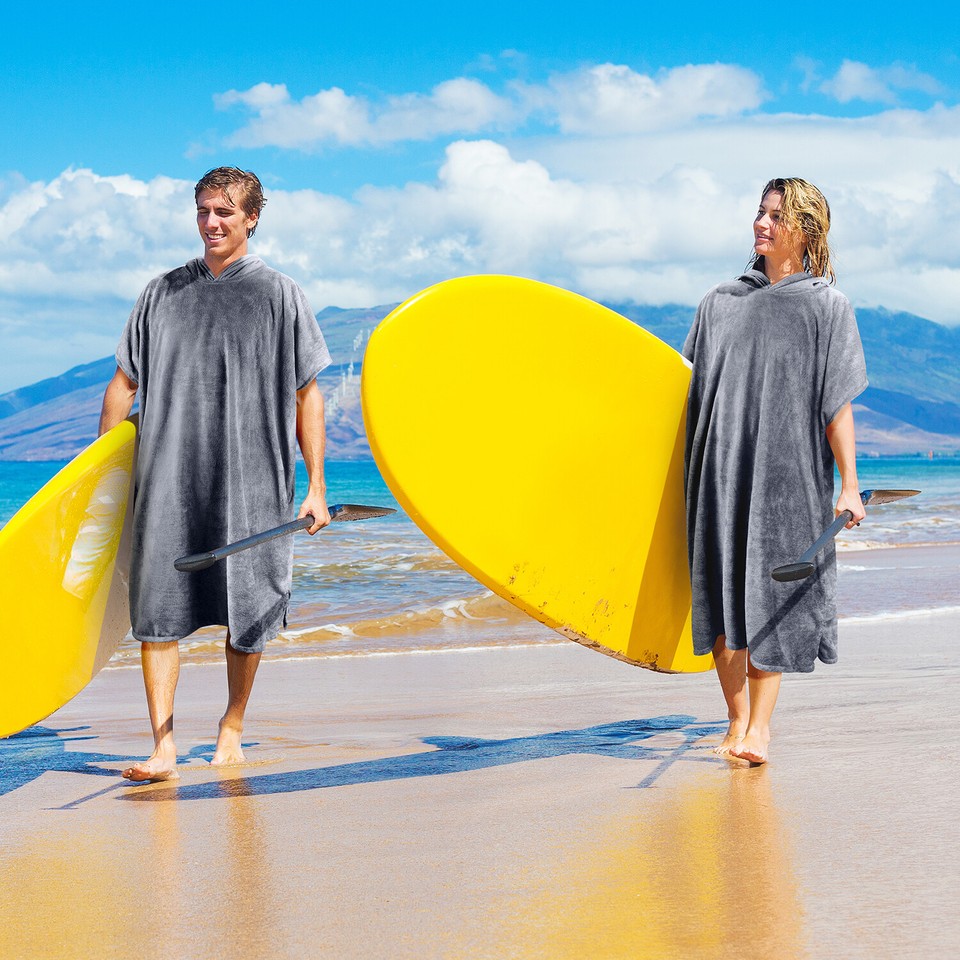 Surf Poncho Wetsuit Changing Robe Towel Hooded Pocket for Men Women ...