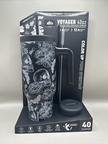 Hydrapeak Artisan Collection Skulls & Flowers Voyager 40 oz Steel ...