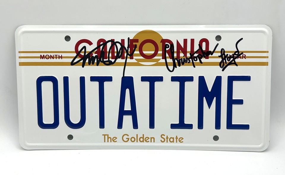 Back To The Future License Plate Signed MICHAEL J FOX & CHRISTOPHER ...