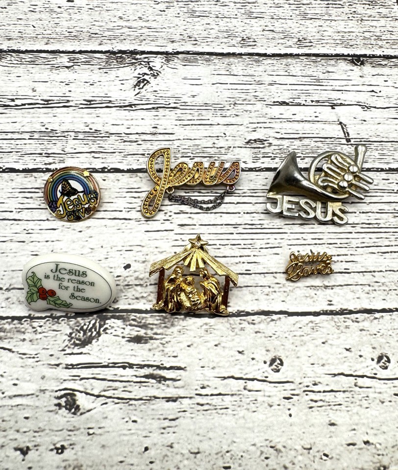 Craft Lot of 6 Vintage Religious Jesus Christian Pins Brooches | eBay