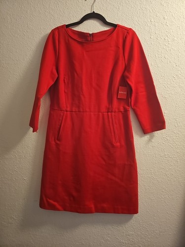 SPANX Women Size Large Red Perfect Shift Dress Ponte Thick Career 3/4 ...