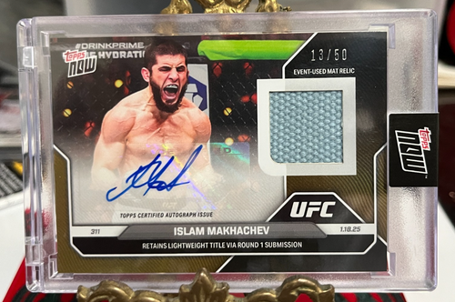 2025 Topps Now UFC Islam Makhachev Gold UFC 311 Mat Relic Autograph ...