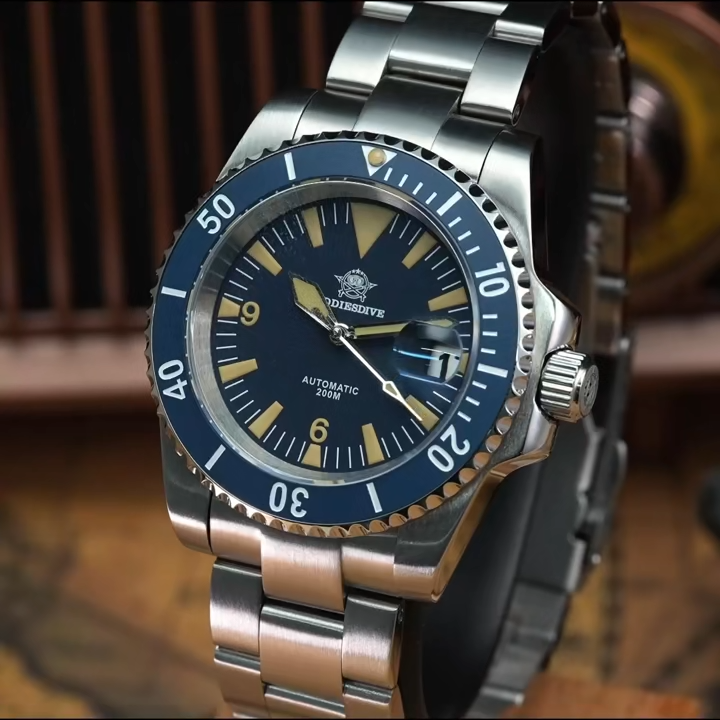 ADDIESDIVE Blue 200M Diver Watch Automatic Seiko NH35 Sapphire Ceramic ...